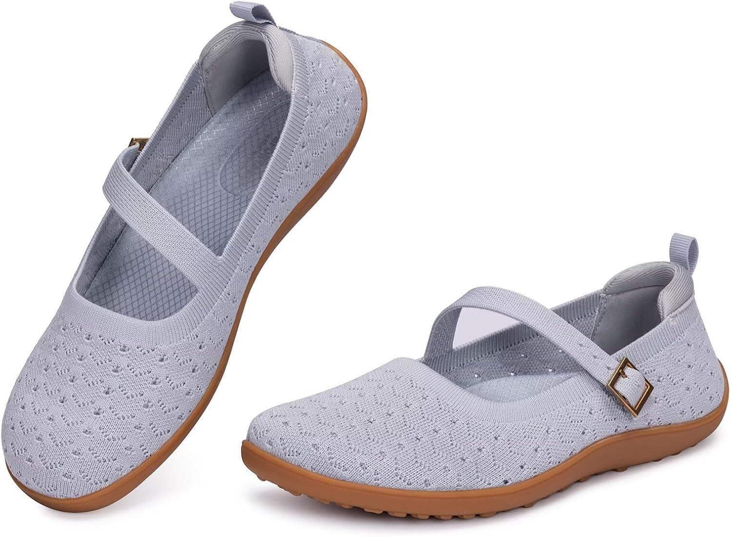 Frank Mully Women’s Wide Width Flats Mary Jane Flat Comofortable Knit ...